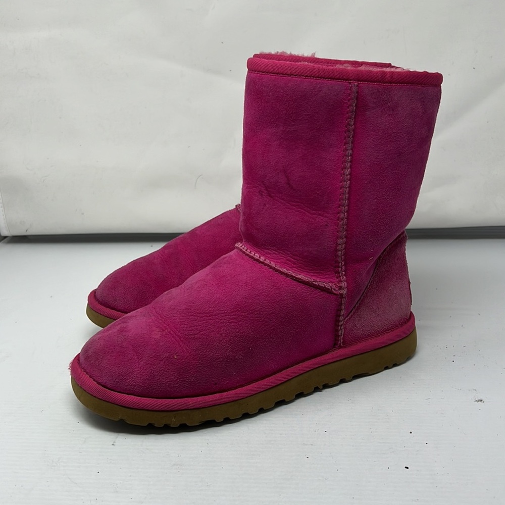 Ugg Hot Pink Bailey Bow Classic Sheepskin Short Boots… - Gem